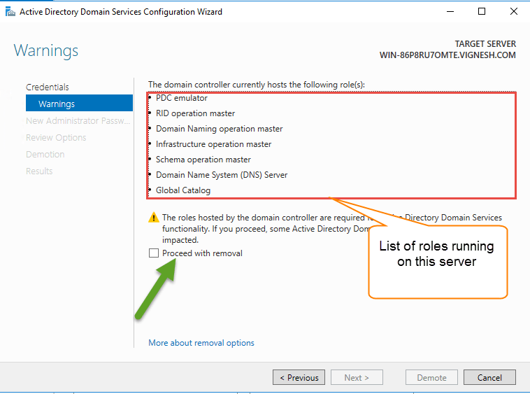 Uninstallation of ADDS Role in Windows server 2016 Technical preview 4: – Vignesh's SharePoint ...