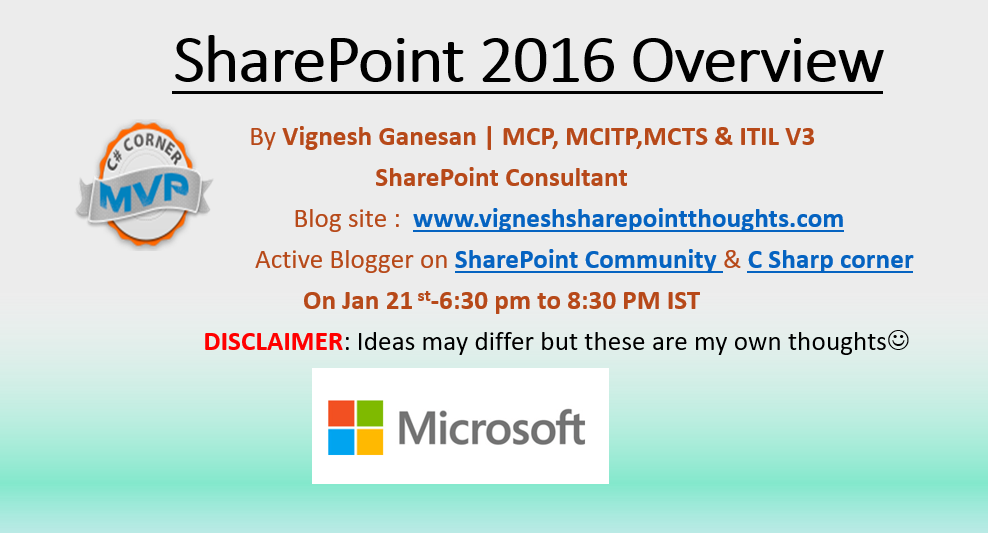 Webinar on SharePoint Server 2016. – Vignesh's SharePoint Thoughts
